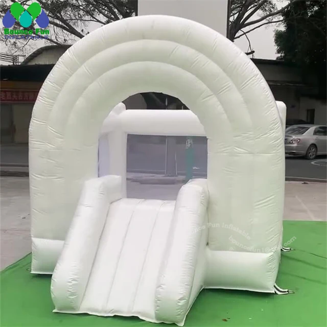Kids Commercial Spacewalk Inflatable Rainbow Bouncy Castle White Pastel ...