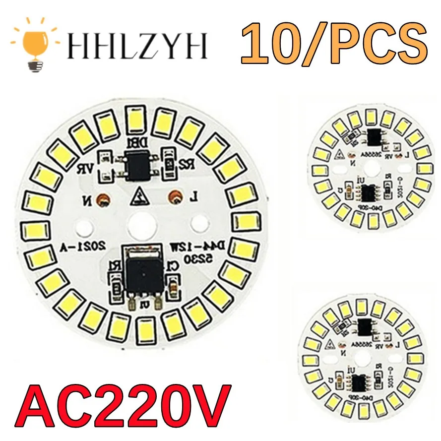 HHLZYH 10pcs/lot AC220V LED Chip 3W 5W 7W 9W 12W 15W 90 Lumen/W 2835SMD Round Light Beads for ...