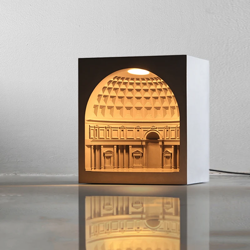 Pantheon Table Lamp Architectural Night Light Designer Cement Table ...