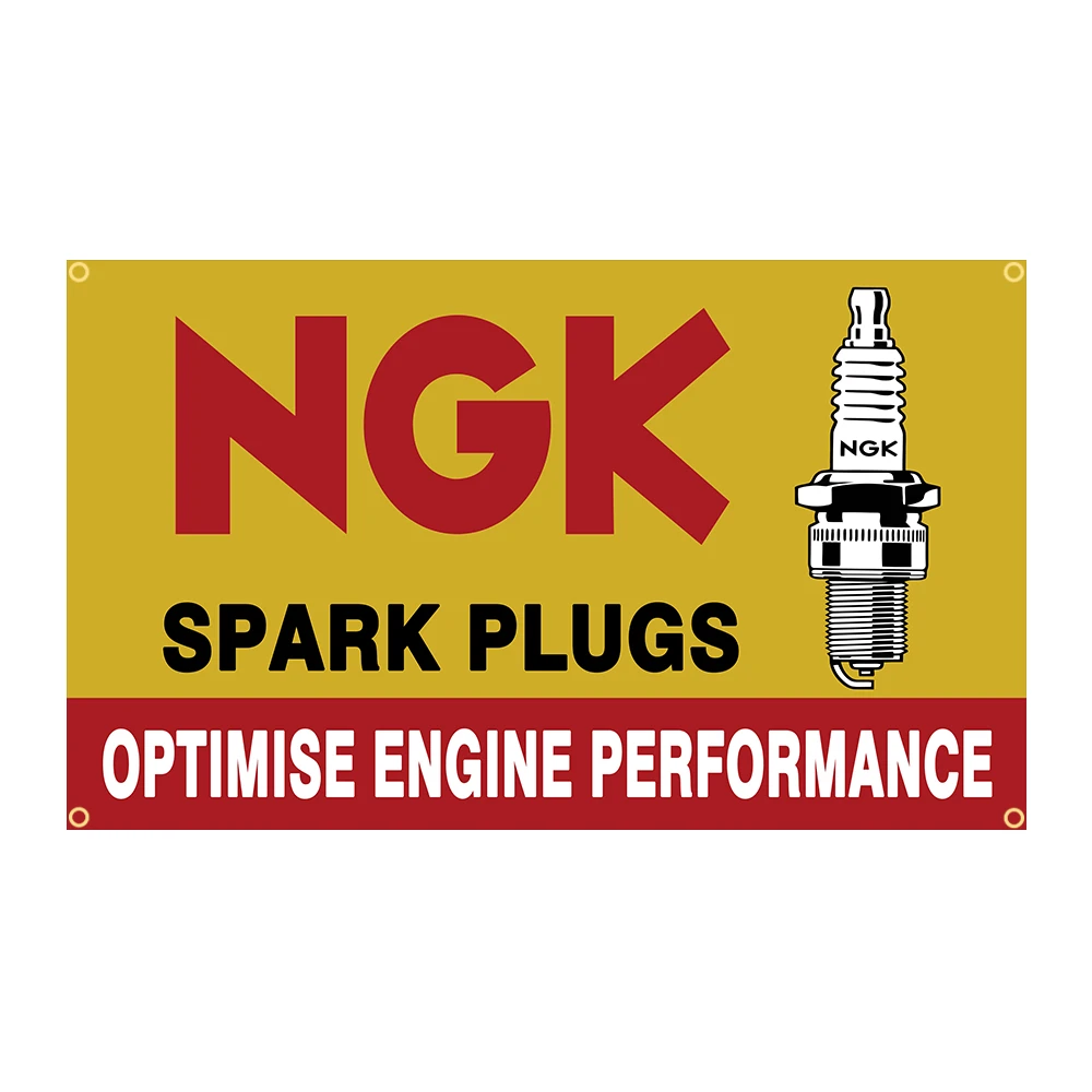 90x150cm NGK Spark Plugs 4 Hole Flag Polyest Racing Car Moto Banner ...