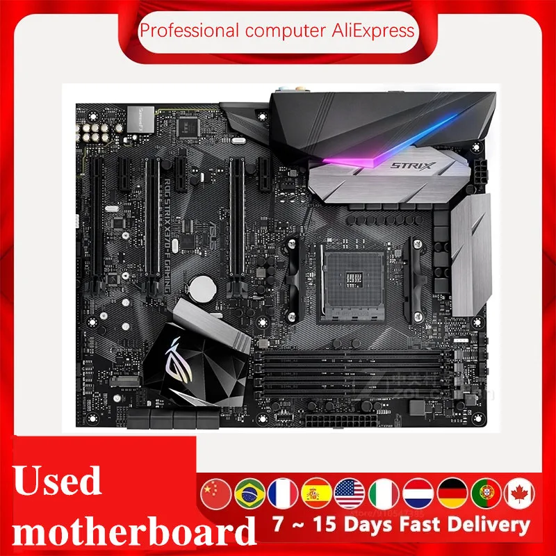 Para asus rog strix X370 F gaming placa mãe soquete am4 ddr4 para amd x370 x370m original ...