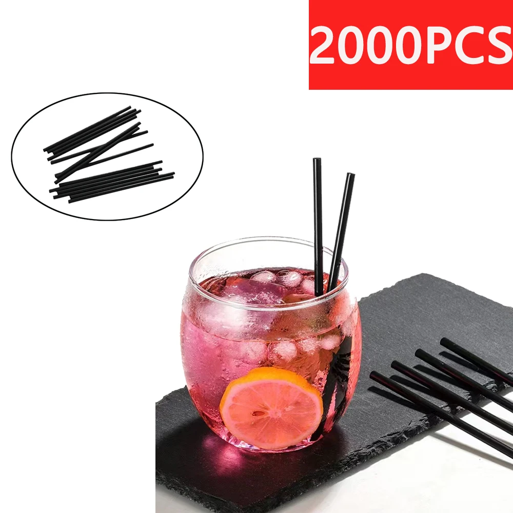 50-100-2000PCS-Black-Straws-Flexible-Drinking-Straws-Curved-Bendable ...