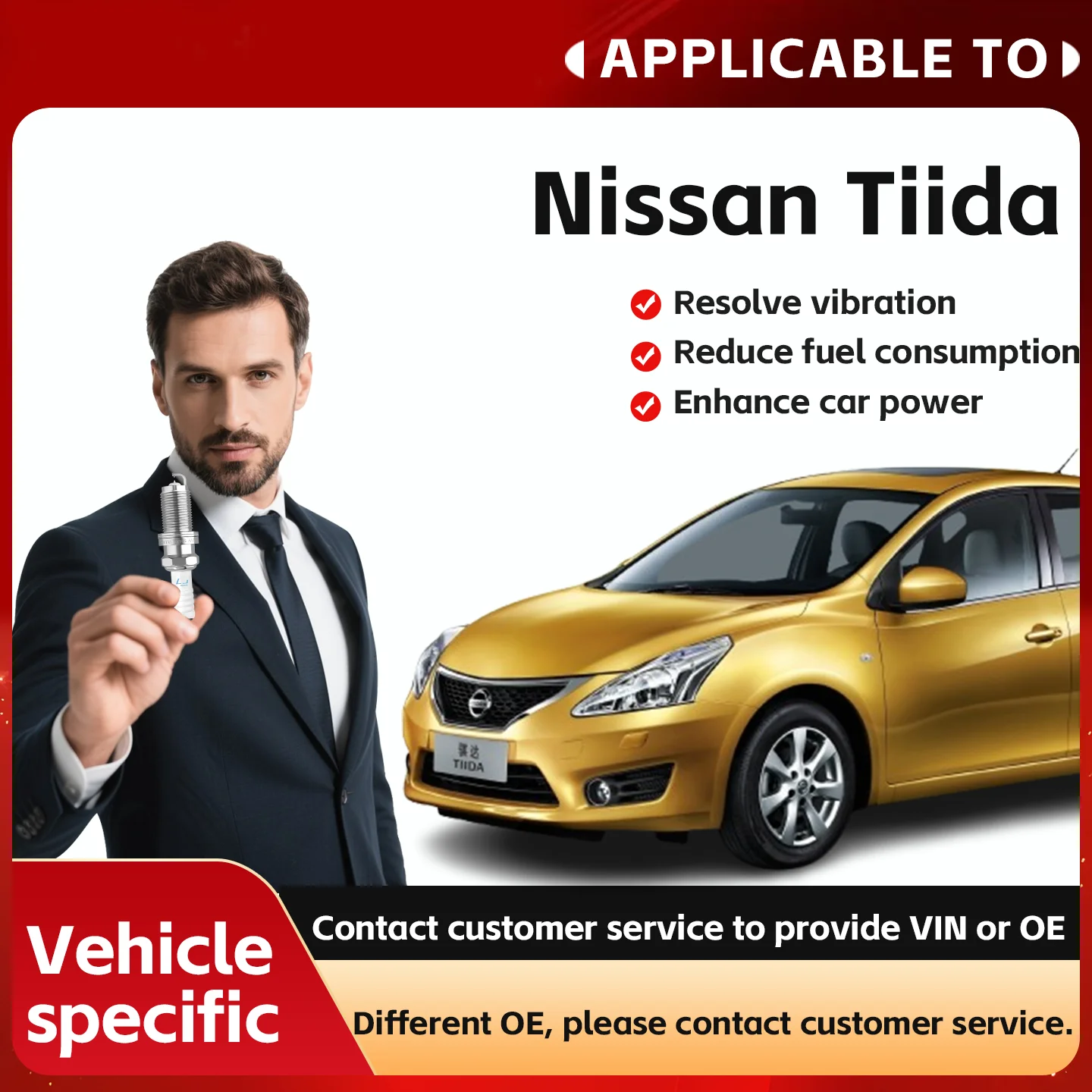 Suitable for Nissan Tiida upgrade spark plugs, compatible with OE: 6643 ...