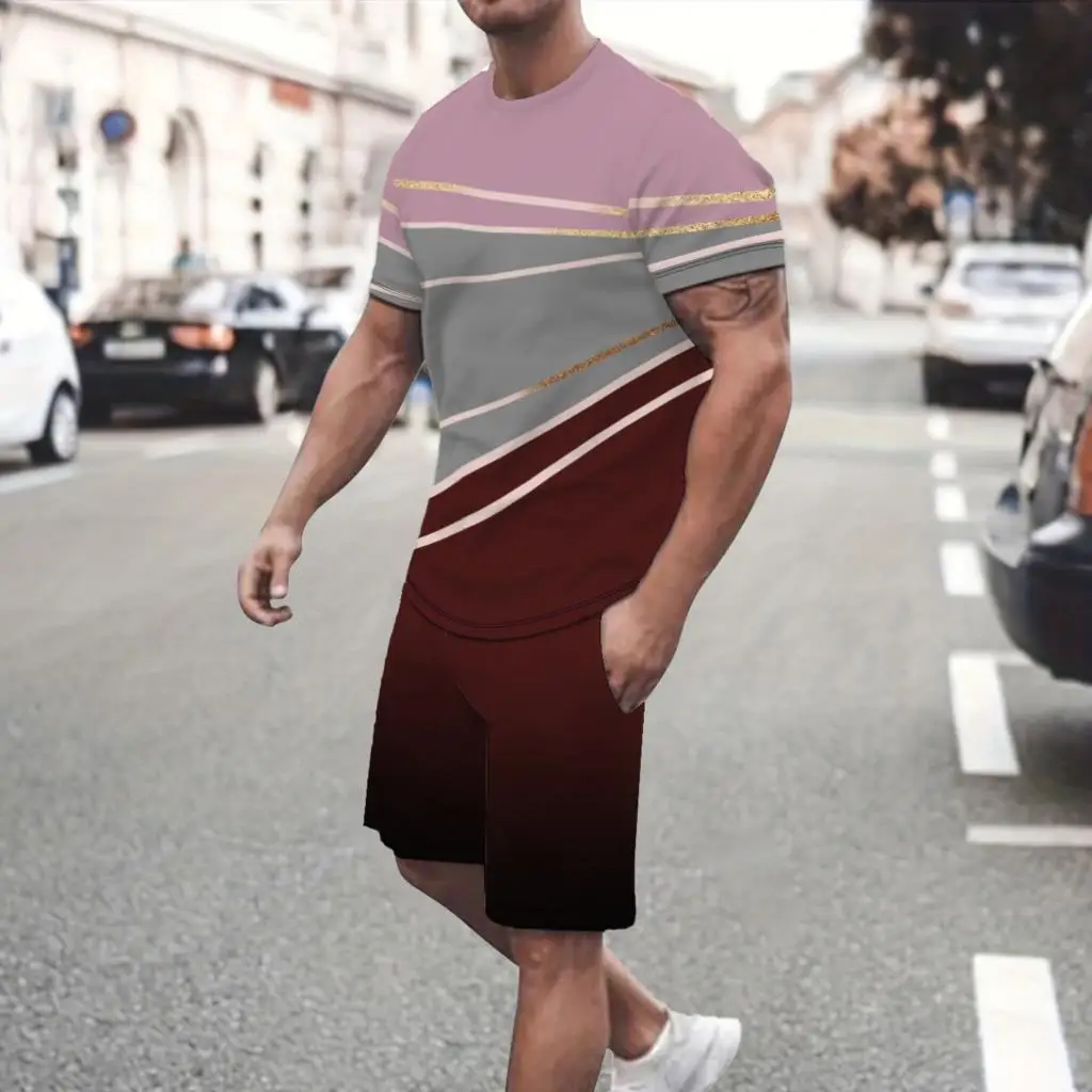 2024-Summer-Men-s-New-Design-Short-sleeved-Shorts-Set-Men-s-Street ...