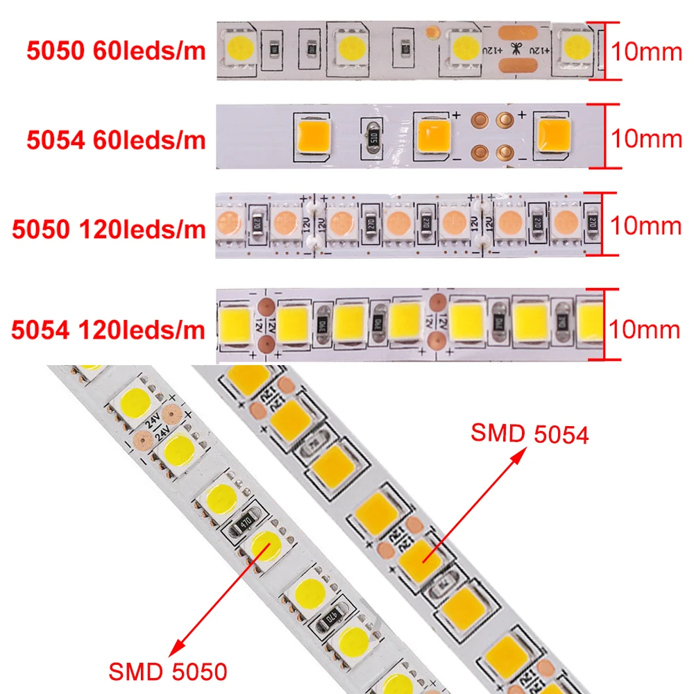 5M LED Strip Light SMD 5050 5054 60LED 120LED DC 12V Flexible LED Tape ...