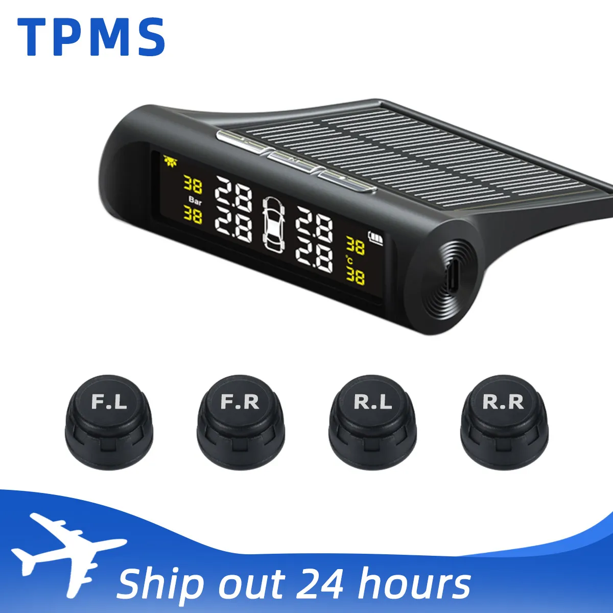TPMS-4-Sensores-Car-Tire-Pressure-Alarm-Monitor-System-Solar-Inteligente-Display-Aviso-Auto-para ...