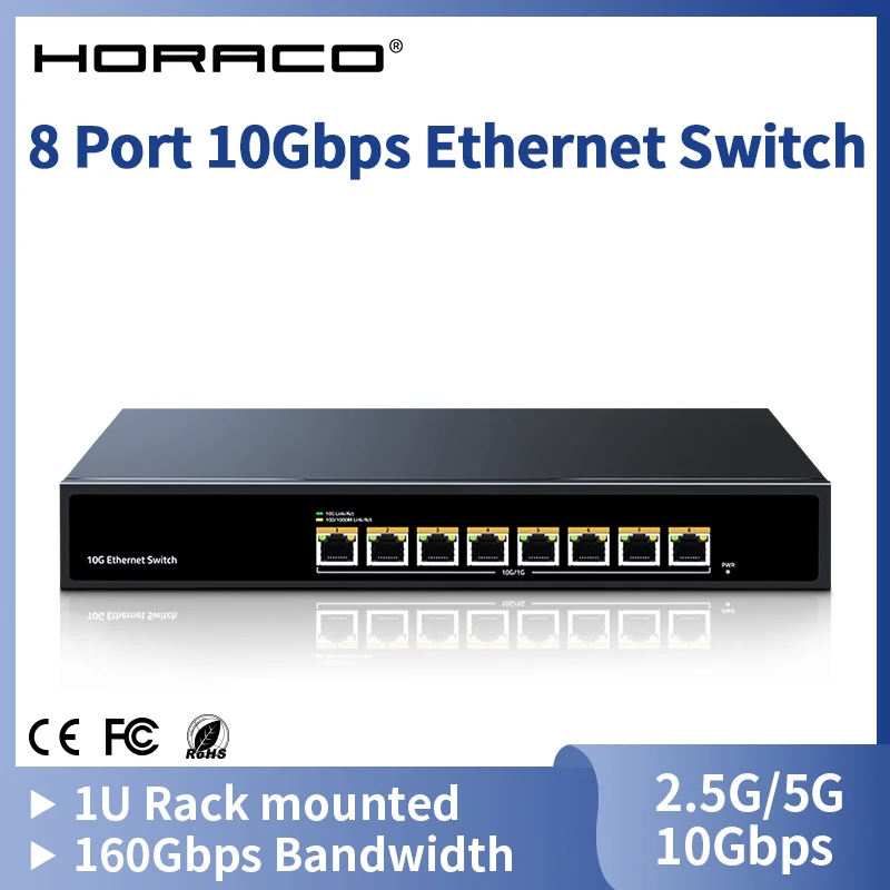 HORACO-10Gbps-8-Port-Ethernet-Switch-10000Mbps-Network-Switcher-160G ...