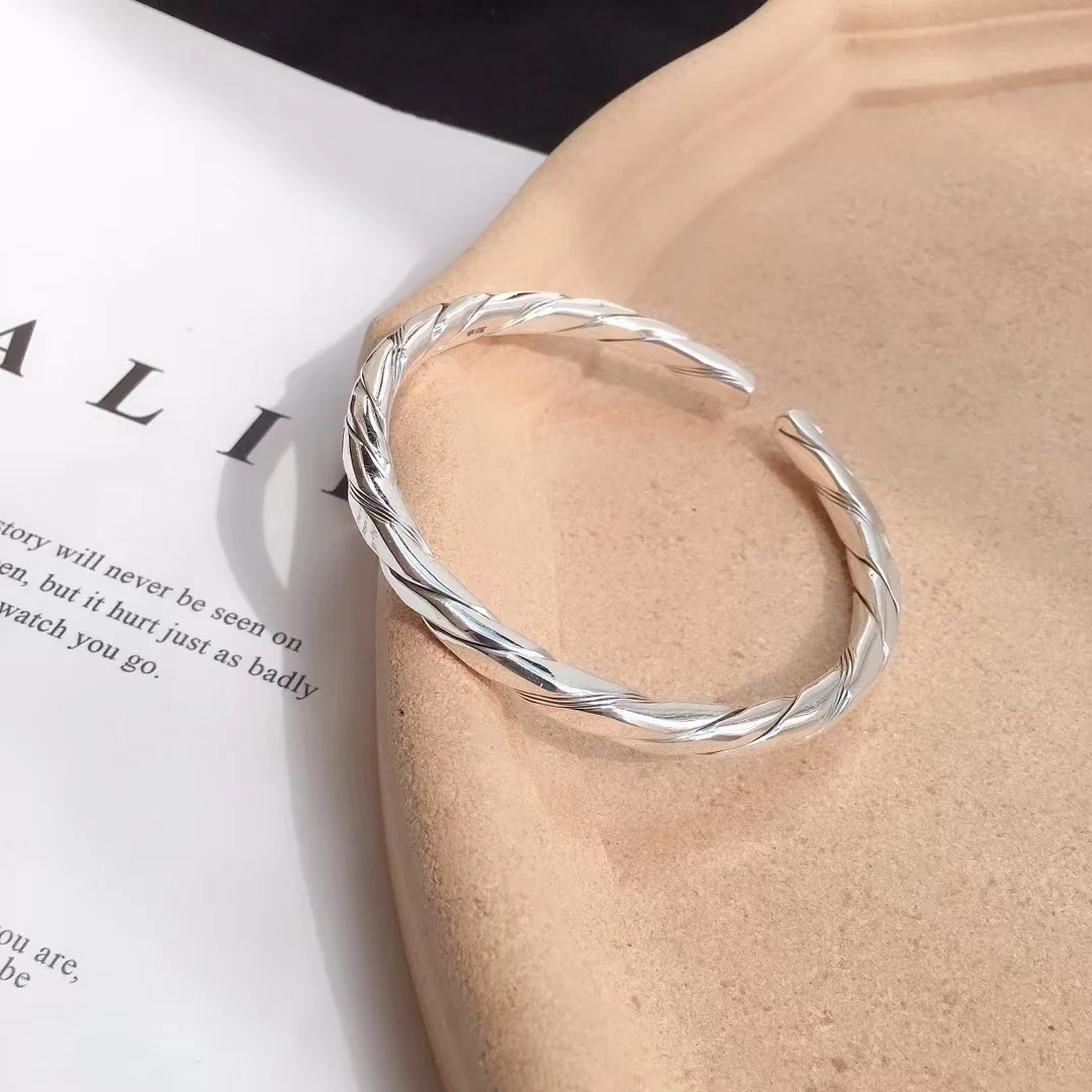 999-Silver-Bracelet-For-Men-And-Women-Retro-Style-Old-Bracelet-Fashion-Versatile-Silver-Bracelet ...