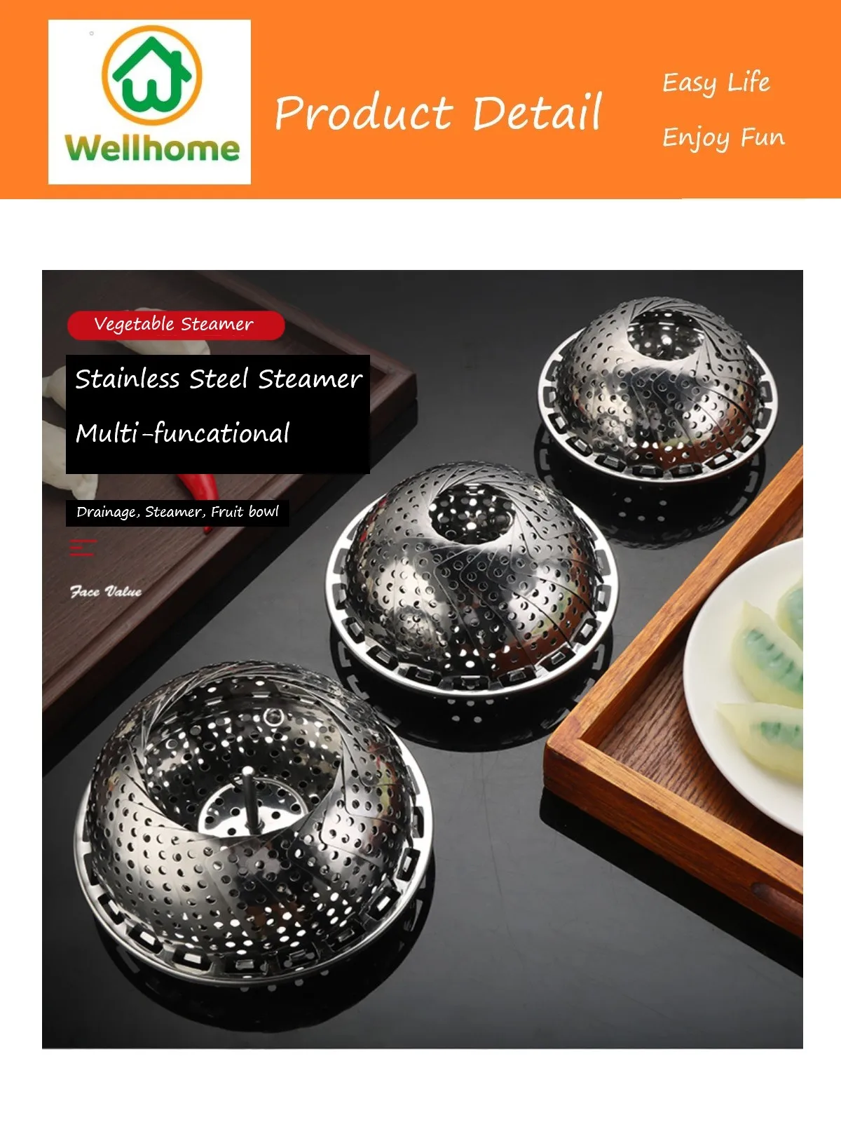 Kitchen Steamer Dampling Fish Buns Stainless Steel Leak Bowl Washing ...