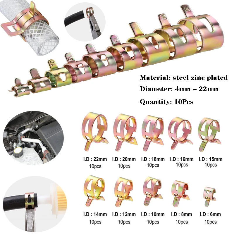 10Pcs-4mm-22mm-for-choose-Fuel-Spring-Clip-Vacuum-Silicon-Hose-Clamp ...