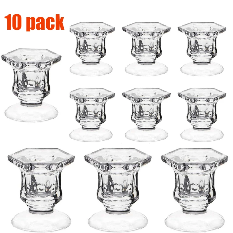 10Pcs-Candlestick-Holder-Taper-Candle-Holders-Small-Glass-Candle-Holder ...