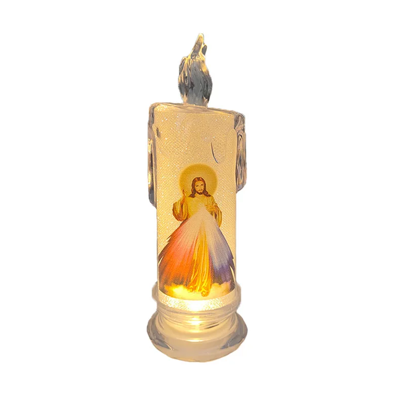 Electronic-Flameless-LED-Devotional-Prayer-Candles-Light-Religious ...
