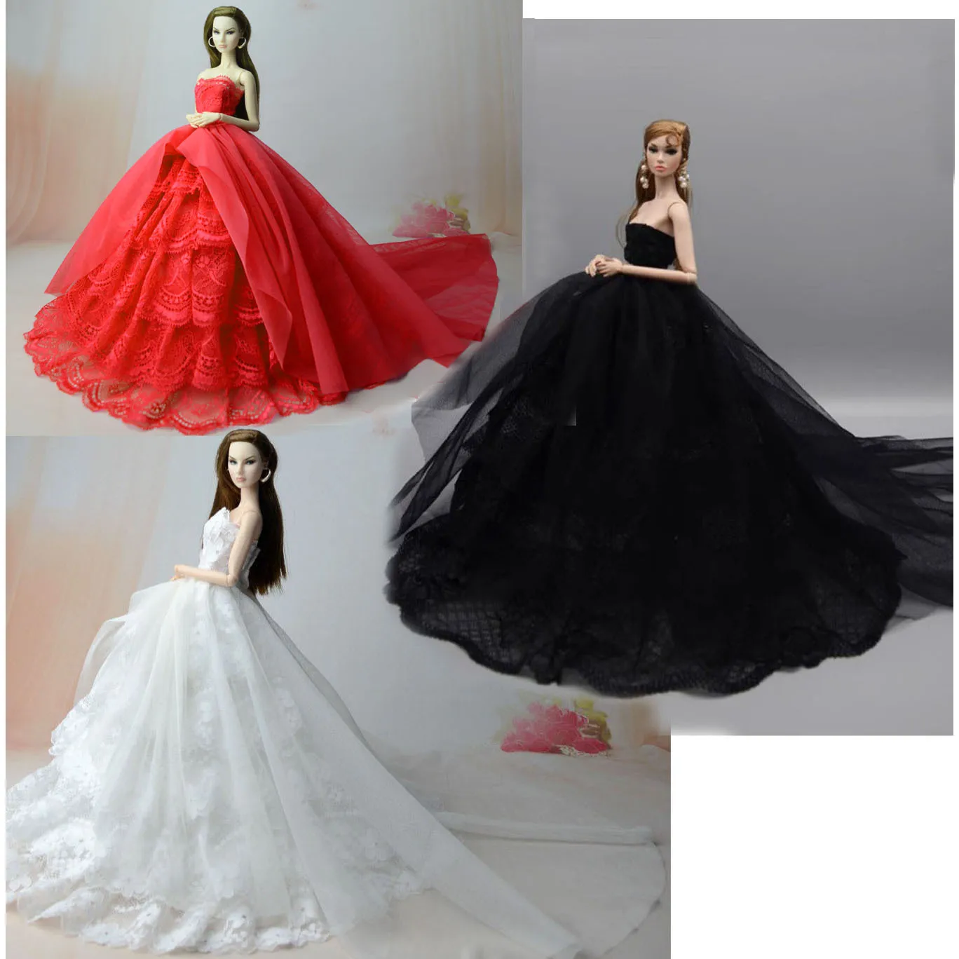 Princess Doll Luxury Dresses DIY Tulle Clothes For 29CM Female Doll ...