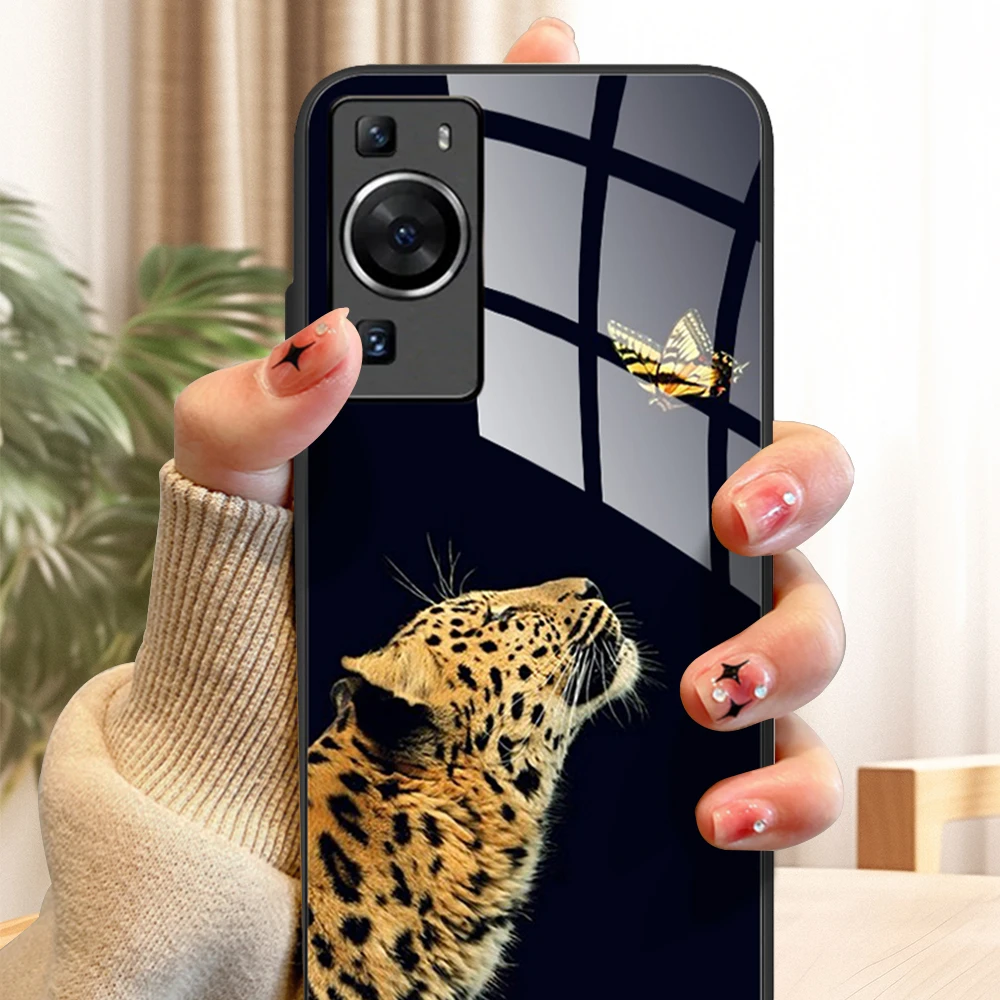 For HUAWEI P60 Pro Case Fashion Painted Tempered Glass Case Funda For ...