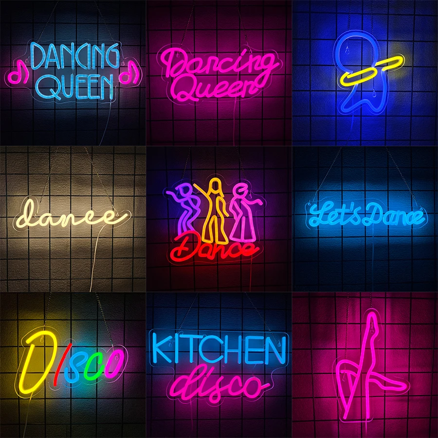 Let's Dance Neon Signs for Wall Decor, Kitchen Disco Neon Light Up Sign ...