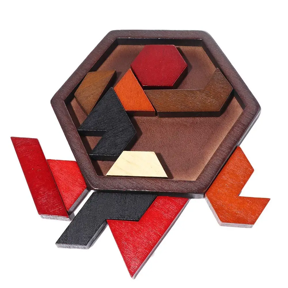 Geometric-Shape-Tangram-Board-Wood-Puzzle-Game-for-Adults-Hexagonal-IQ ...