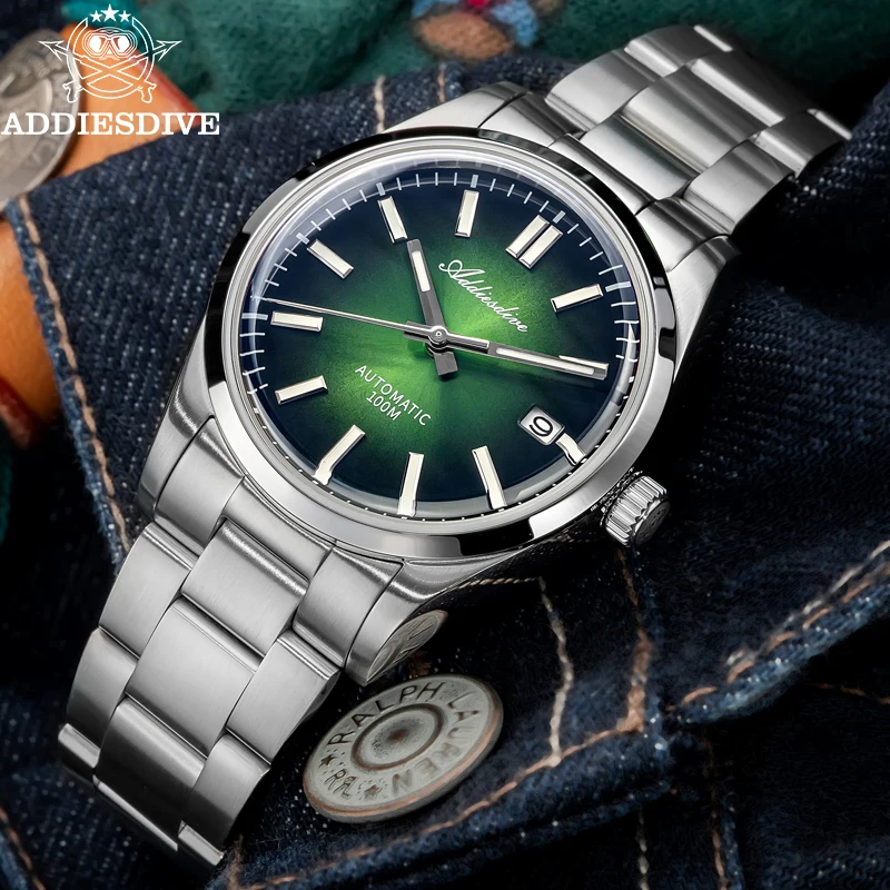 ADDIESDIVE TOP Men's Watch Red Green Gray Sapphire Crystal 10Bar Diving ...