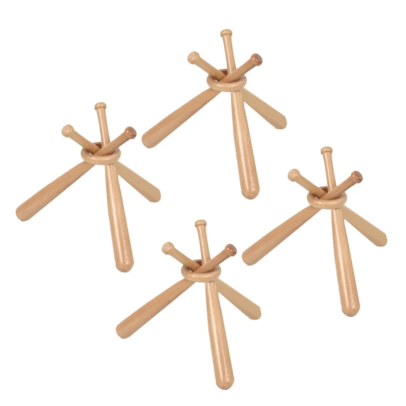 4-Set-Wooden-Baseball-Stand-Display-Holder-Softball-Stand-Display ...
