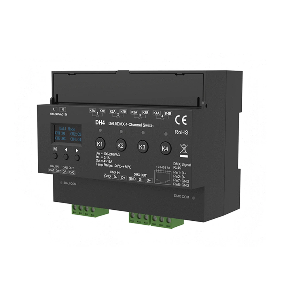 DALI-DMX-4-Channel-Switch-With-OLED-Display-Screen-Relay-4CH-Dry ...