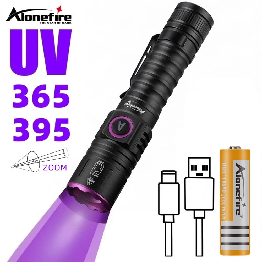 365nm-UV-Flashlight-Portable-Ultraviolet-Zoomable-Violet-Light-Pet ...