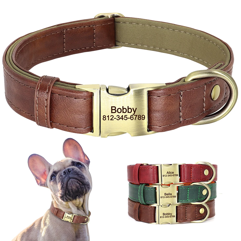 Customized-Dog-Collar-Personalized-PU-Leather-Dog-Collars-Soft-Padded ...