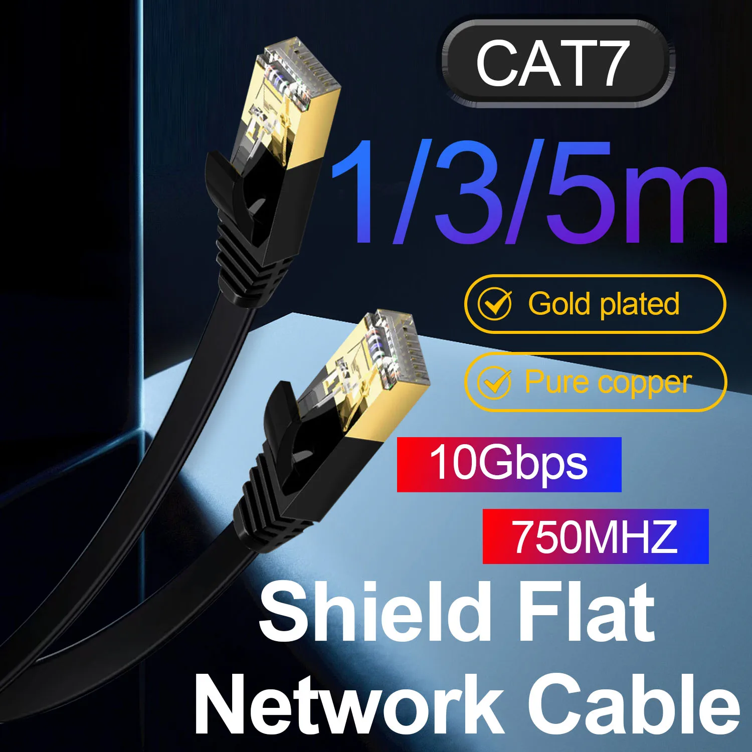 CAT7-Flat-Shielded-Network-Cable-10Gbps-750MHz-RJ45-Network-Cable-32AWG ...