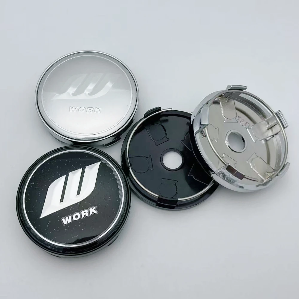 4pcs 60MM ( 56MM I.D ) Car Wheel Center Caps with W Work Logo Emblem ...