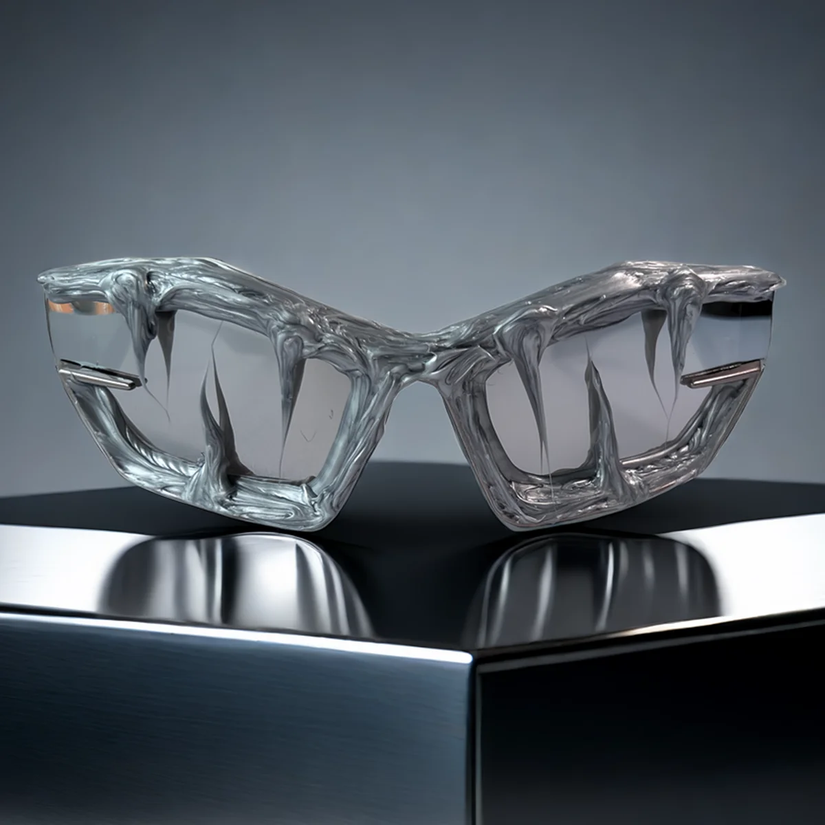 Retro-Futuristic-Sunglasses-Men-Robot-Sense-Of-Technology-Silver-Frame ...