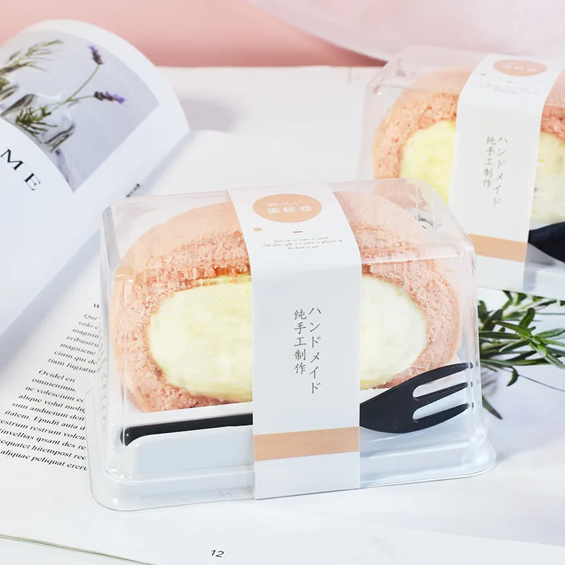 50Pcs-Roll-Cake-Box-Containers-with-Spoon-Carriers-for-Transport-Clear ...