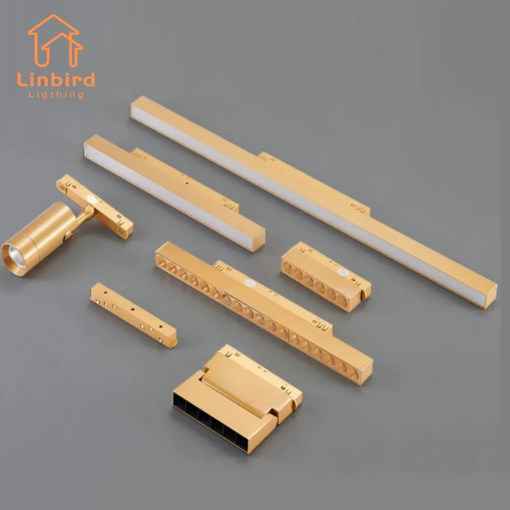 Golden-Magnetic-Track-Light-Gold-Grille-Flood-Lamp-Modern-Flexible ...