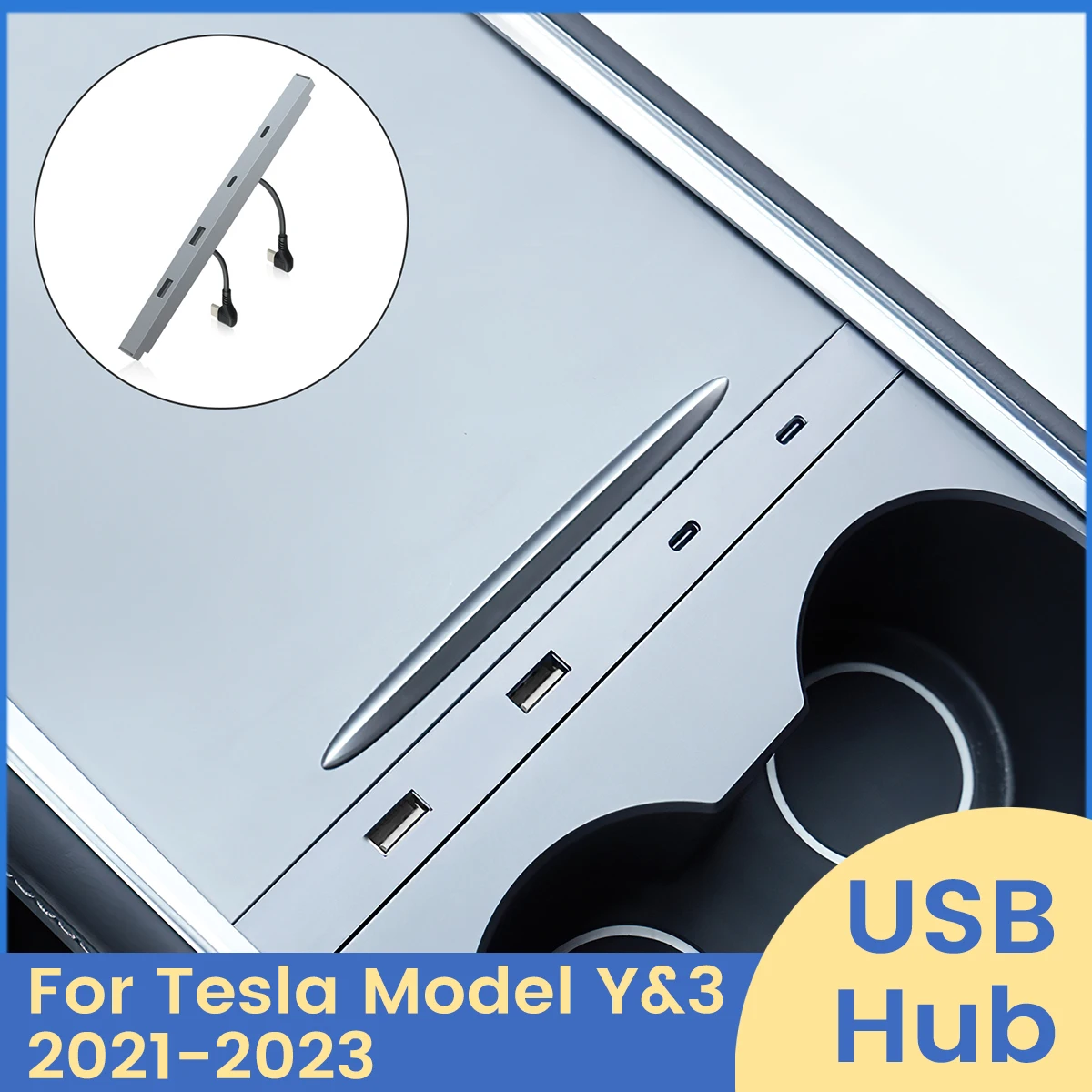 Car-USB-Shunt-Hub-For-Tesla-Model-Y-Model-3-2021-2022-2023-Accessories ...