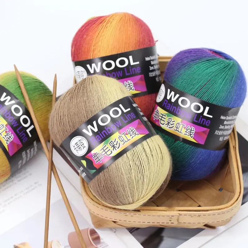 100g-Colored-Segment-Dyed-Wool-Thread-Gradient-Rainbow-Yarn-Ball-Hand ...