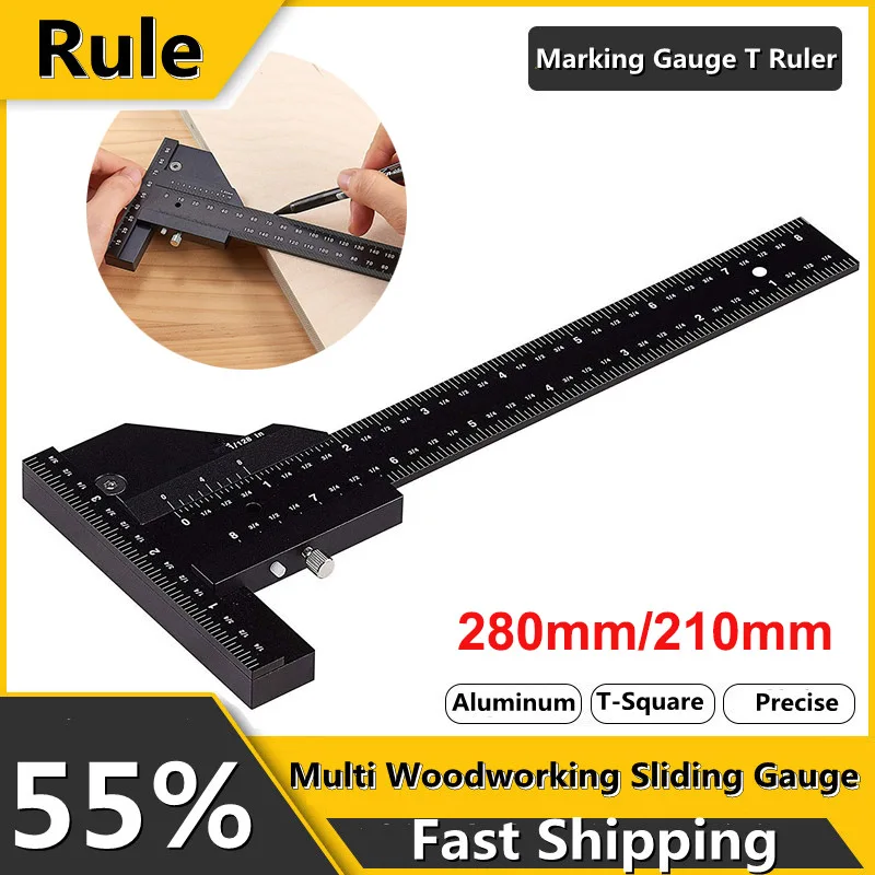 Multi-Woodworking-Sliding-Gauge-Aluminum-Alloy-Scribe-Ruler-Depth-Gauge ...