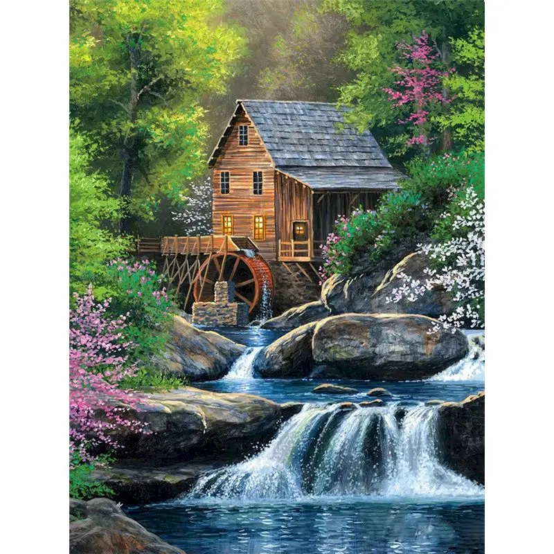 GATYZTORY Painting By Numbers waterfall Scenery Oil Paint For Adult ...