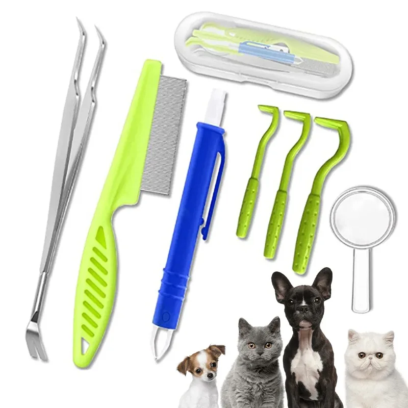 Pet Tick Removal Kit Easy To Use Flea Get Rid of Hook Tweezers Pliers ...