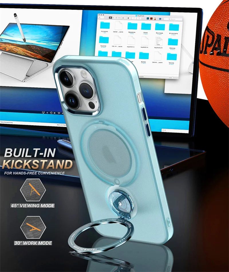 Magnetic-Metal-Stand-Case-For-iPhone-15-14-13-12-Pro-Max-With-Ring ...