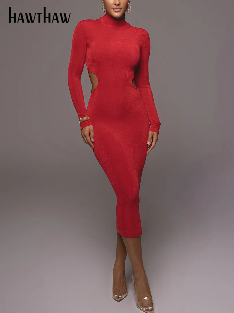 Hawthaw Women 2023 Spring Autumn Fashion Long Sleeve Bodycon Backless ...