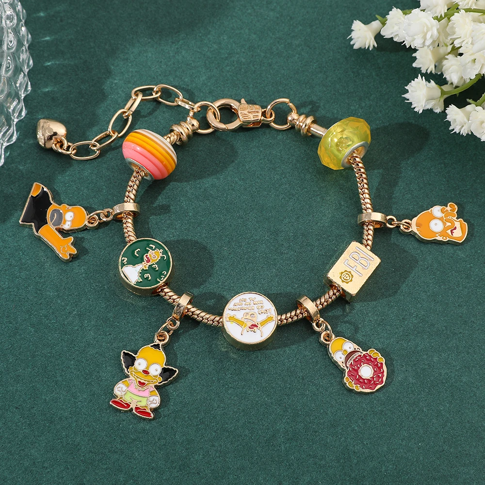 Anime-The-Simpsons-Charms-Bracelets-Cartoon-Figure-Homer-Beads-Pendant ...