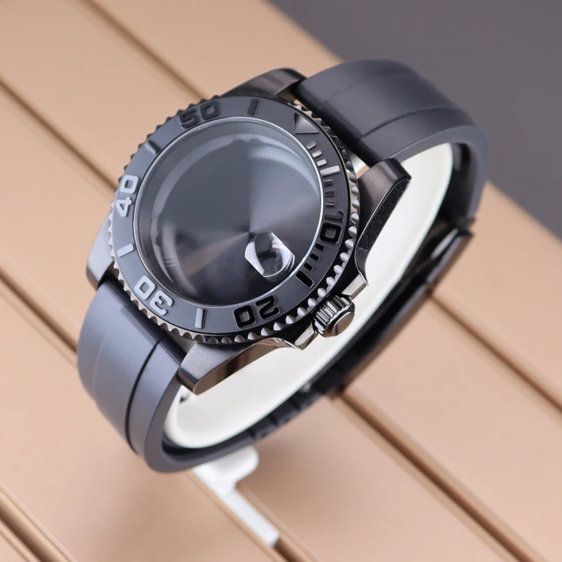 Bo-tier-de-montre-noir-pour-homme-bracelet-en-caoutchouc-mouvement ...