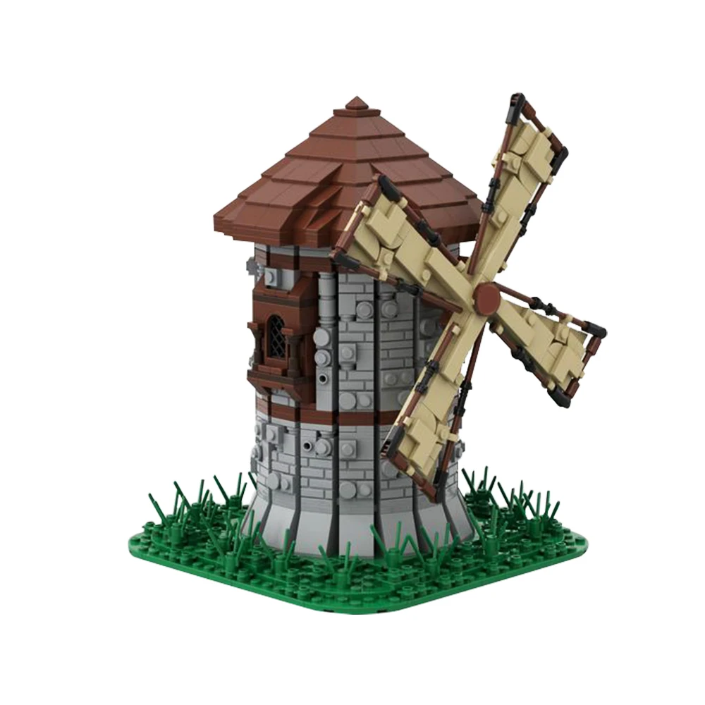 Gobricks-MOC-Medieval-Windmill-Bricks-Town-Windmill-City-Retro-House-Street-View-Building-Blocks ...