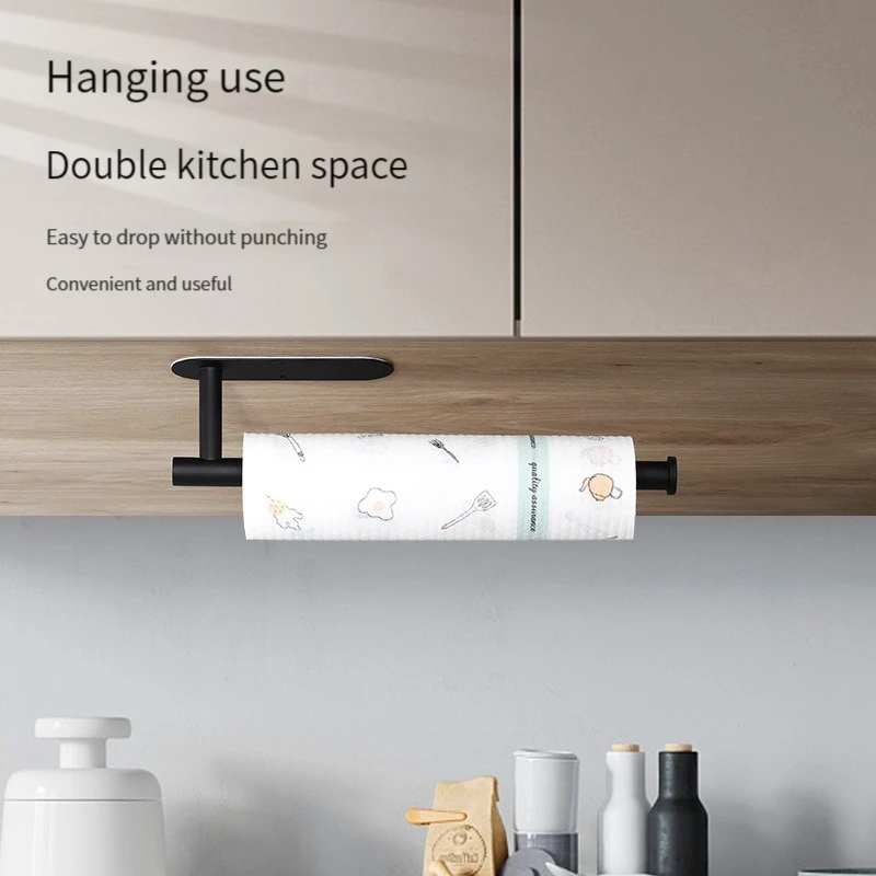 Stainless-Steel-Silver-Black-Paper-Towel-Wipe-Hanging-Rack-Can-Store ...