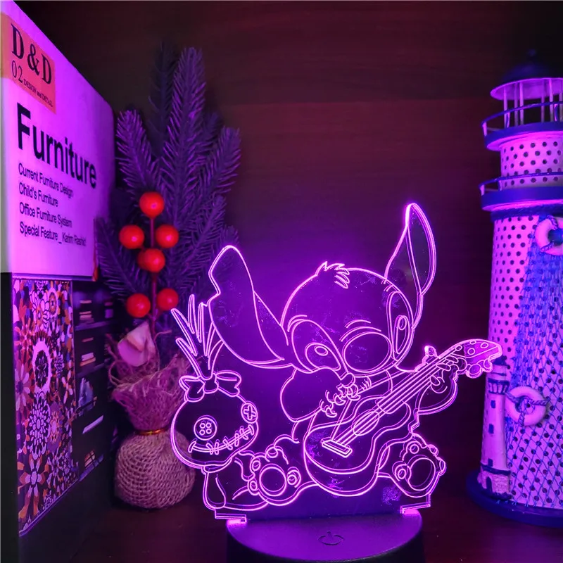 Stitch 3D Lampara Night Light Cartoon Action Figure LED Desk Lamp 7 ...