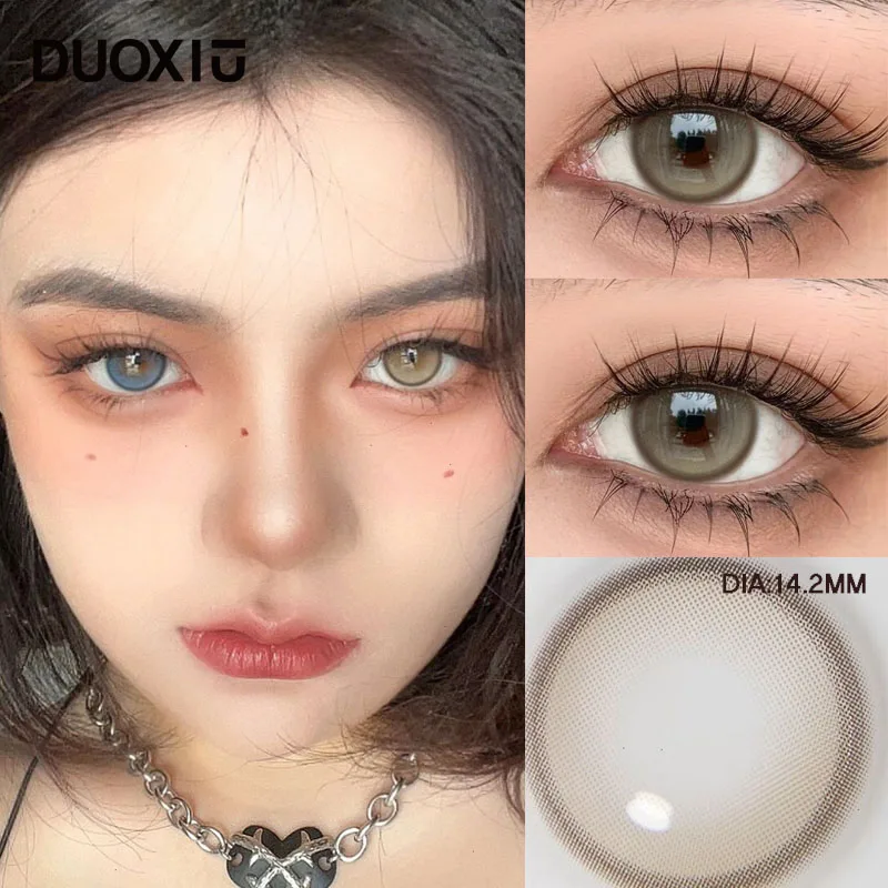 DUOXIU 2 Pair Colored Beauty Pupil Makeup Lens Green Eye Lenses Contact ...