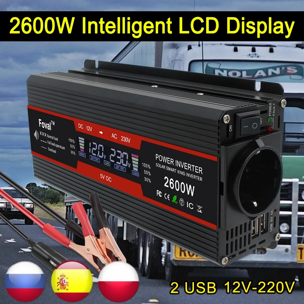 LCD-Display-Inverter-DC-12V-24V-to-AC-220V-230V-240V-Portable-Auto ...