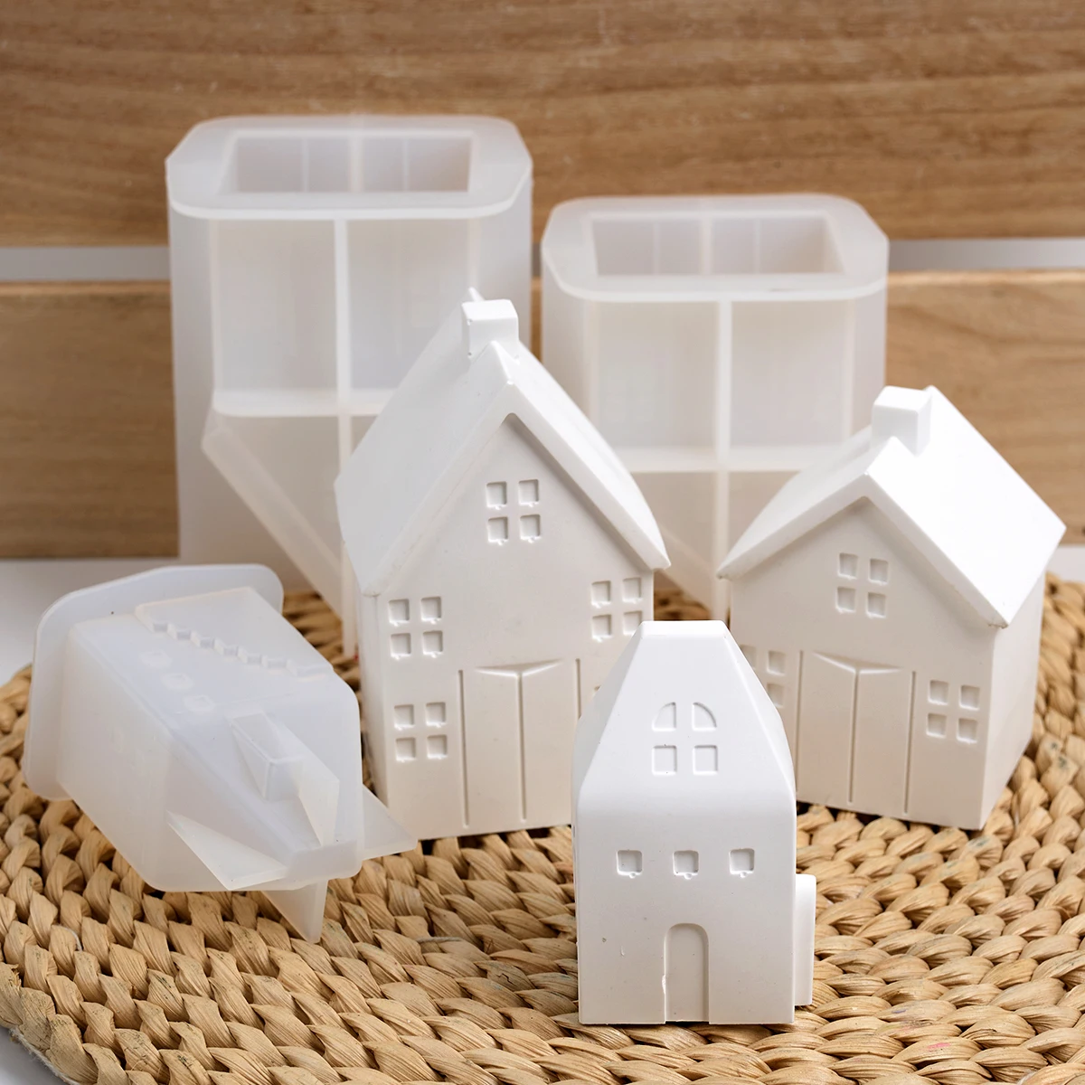Concrete-House-Silicone-Mold-DIY-Stereoscopic-House-Candle-Soap ...