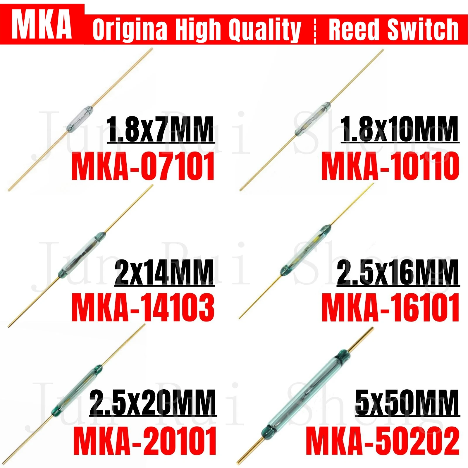 Reed Switch Magnetic Sensor 2*14MM MKA14103 Normally Open NO 1.8*7MM ...