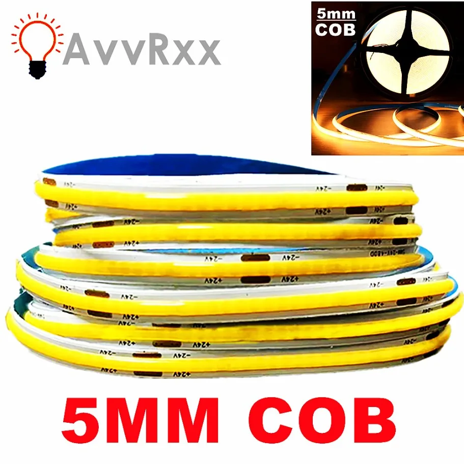 Super-Thin-5mm-COB-LED-Strip-480LEDs-m-Soft-Flexible-DC12V-24V-Light ...