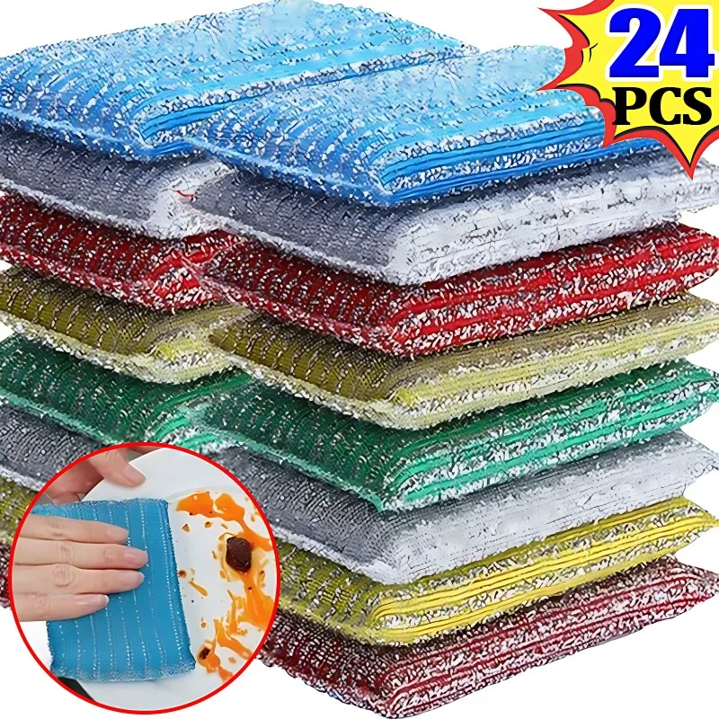 Sponge-Rags-Steel-Wire-Non-oil-Brush-Rag-Reusable-Double-Sided-Cleaning ...