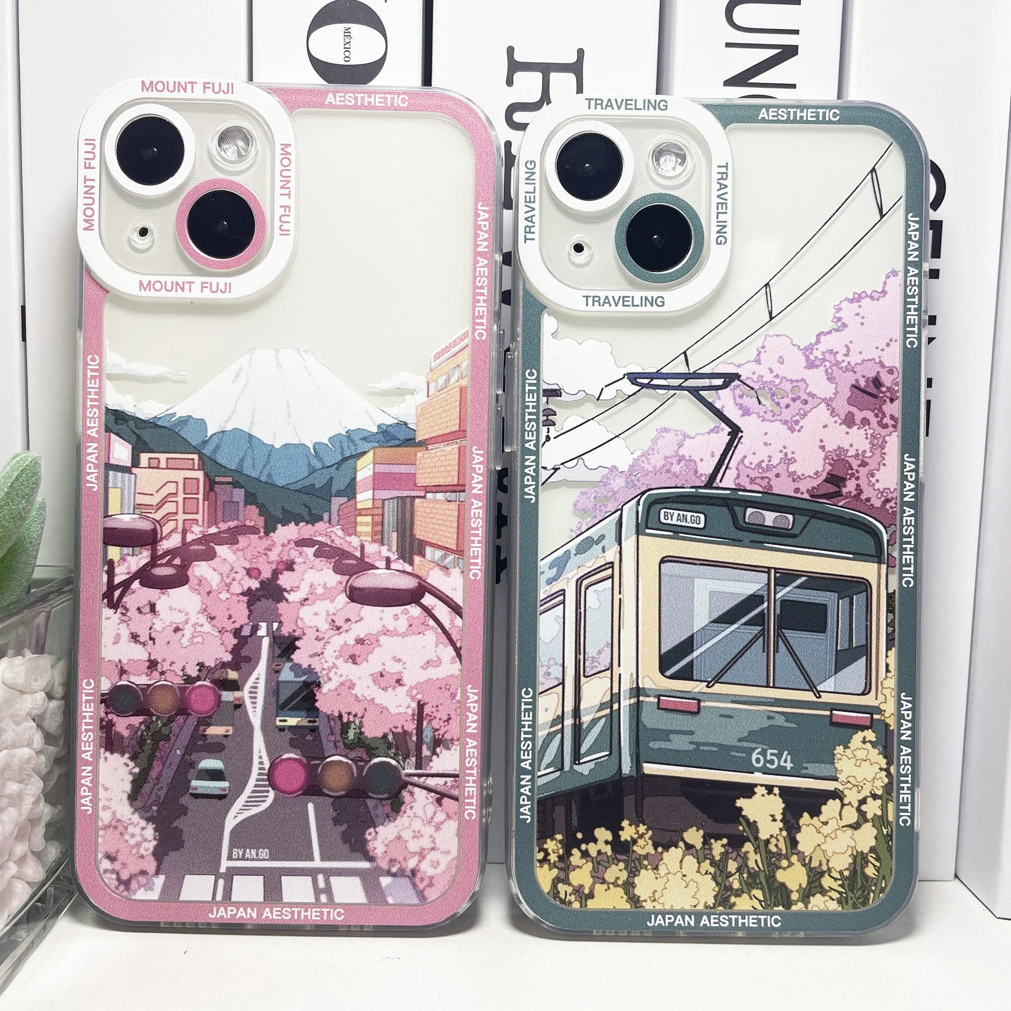 Japanese Aesthetic Traint Moun Fuji Phone Case For iPhone 14 13 12 11 ...