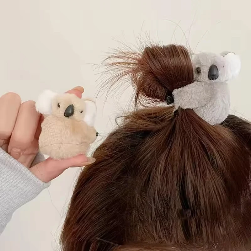 1/2pcs new cute koala hair clip; plush tree kangaroo side clip; autumn ...